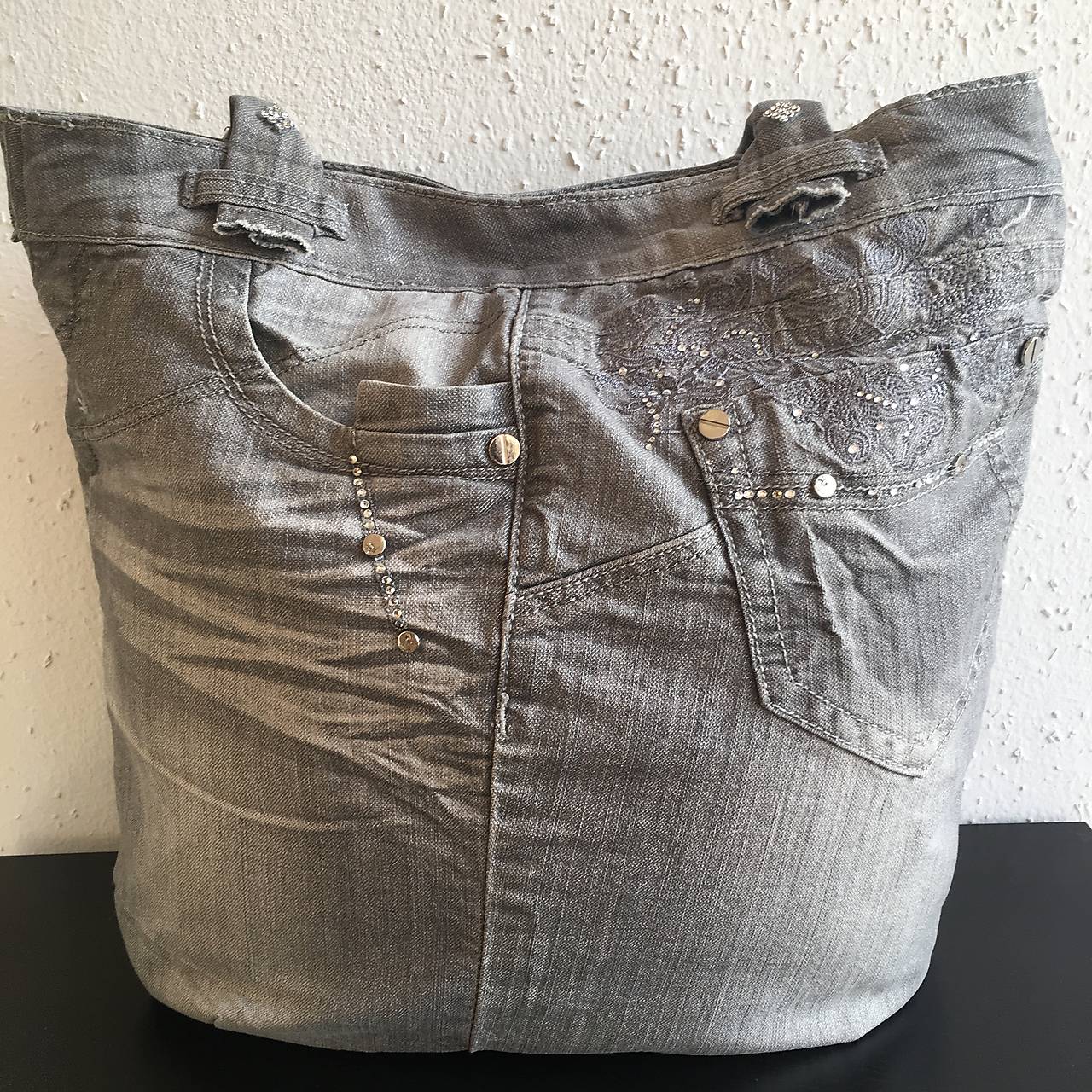 Taška Riflová Strieborná / MarFushka - SAShE.sk