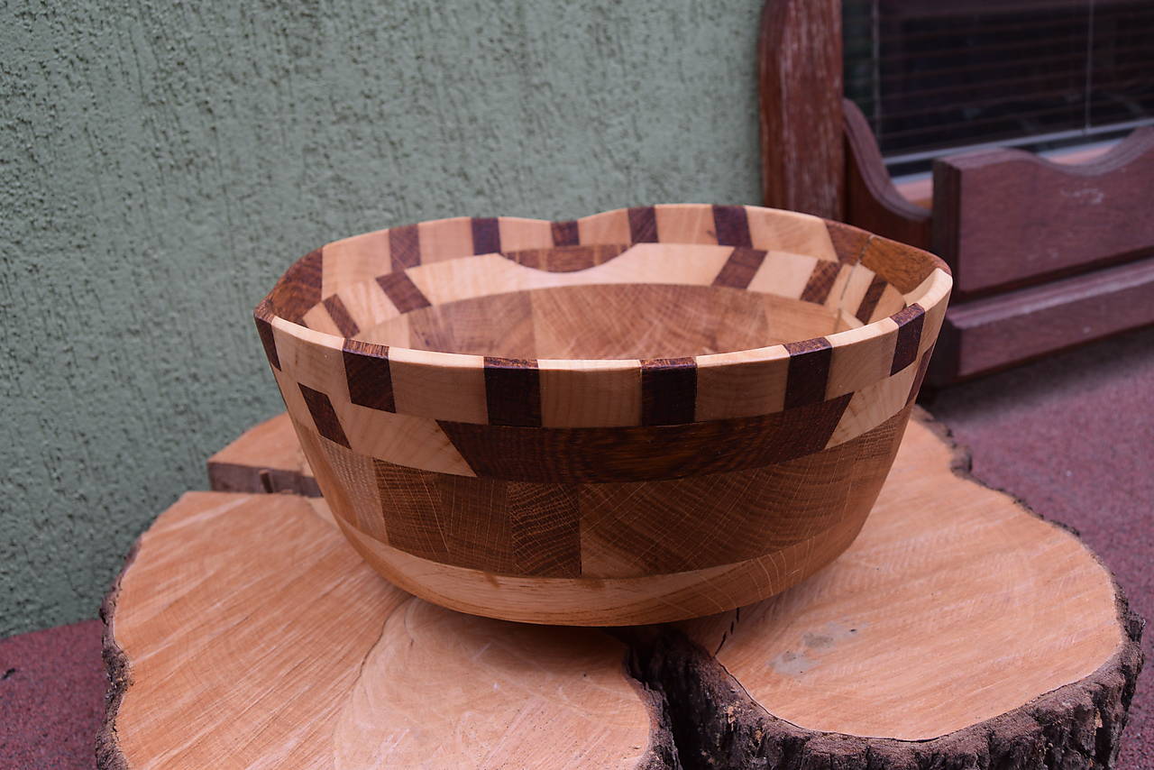 Masívna miska, segment 3 (dub, javor, mahagon) / drevodizajn - SAShE.sk