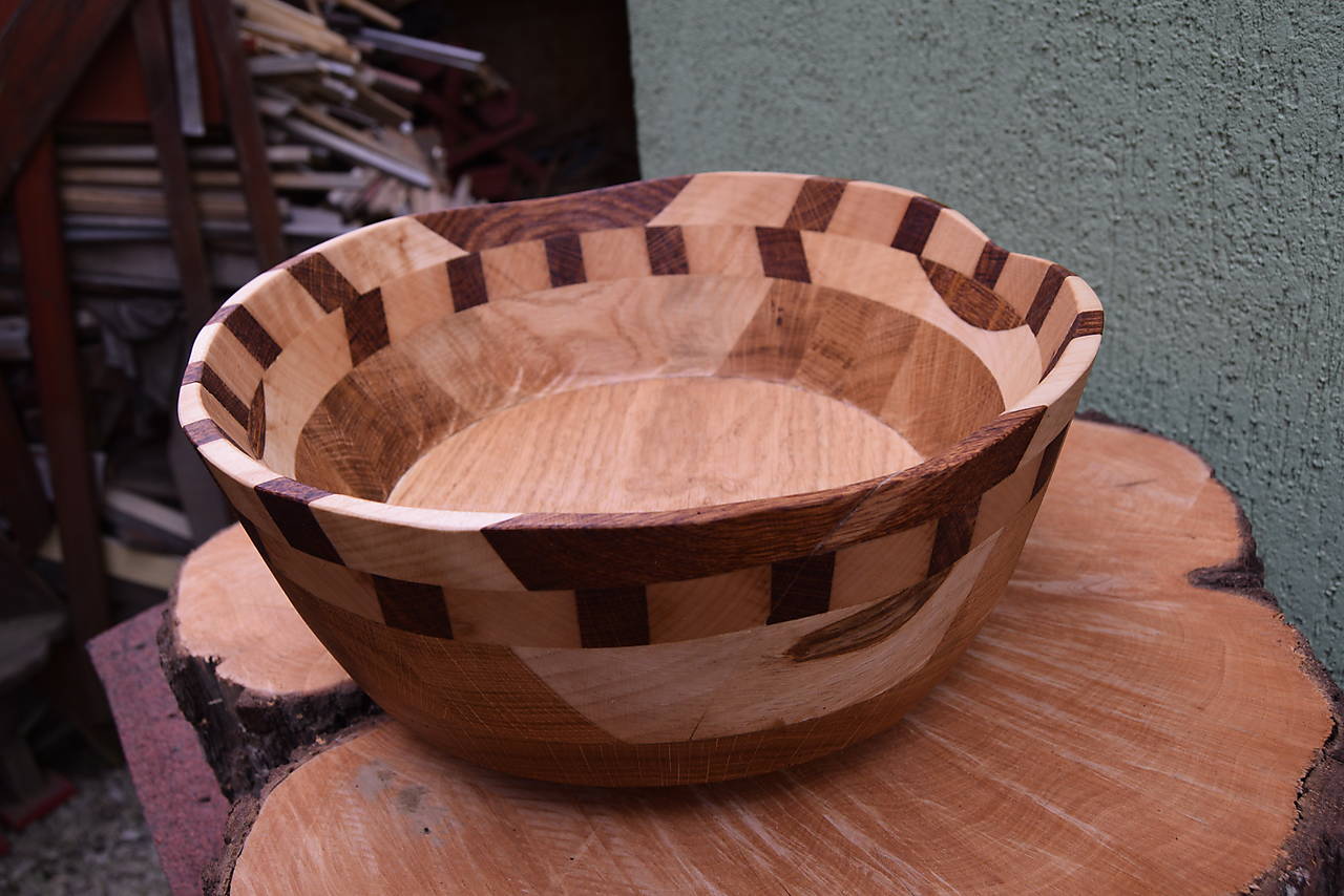 Masívna miska, segment 3 (dub, javor, mahagon) / drevodizajn - SAShE.sk