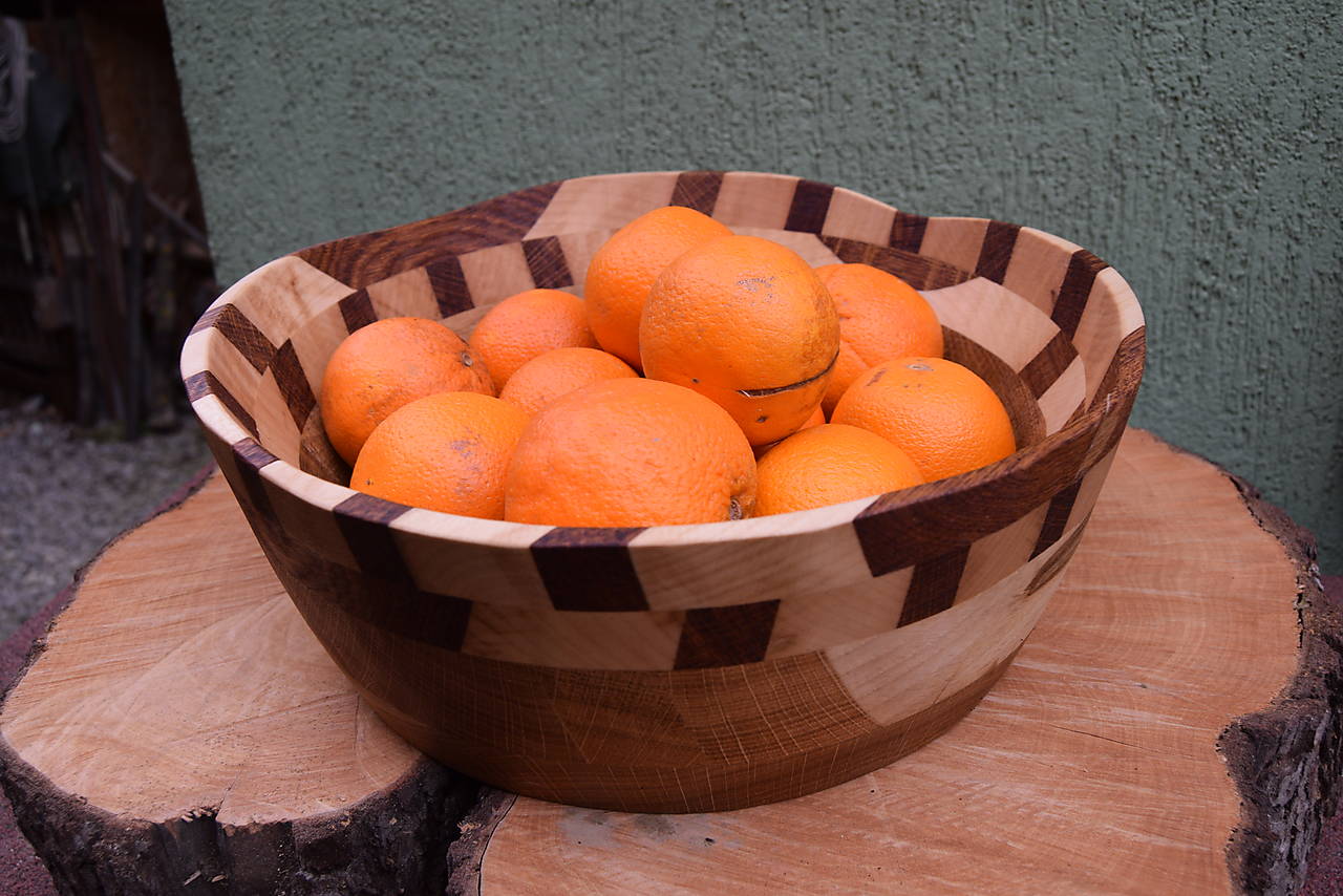 Masívna miska, segment 3 (dub, javor, mahagon) / drevodizajn - SAShE.sk