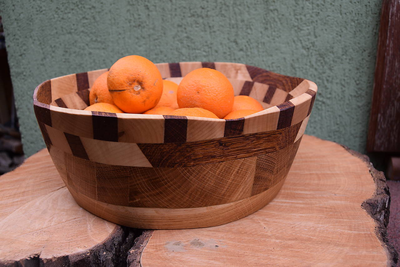 Masívna miska, segment 3 (dub, javor, mahagon) / drevodizajn - SAShE.sk