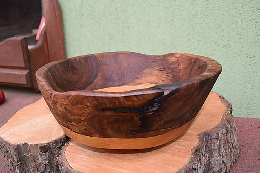 Masívna miska - orech, dub 1 / drevodizajn - SAShE.sk