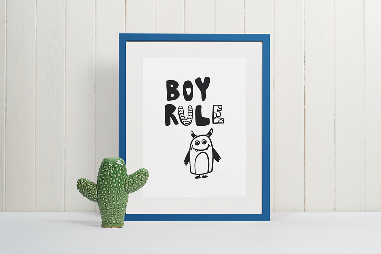 Art Print-detský Plagát-Nápis BOY RULE / MooiArt - SAShE.sk