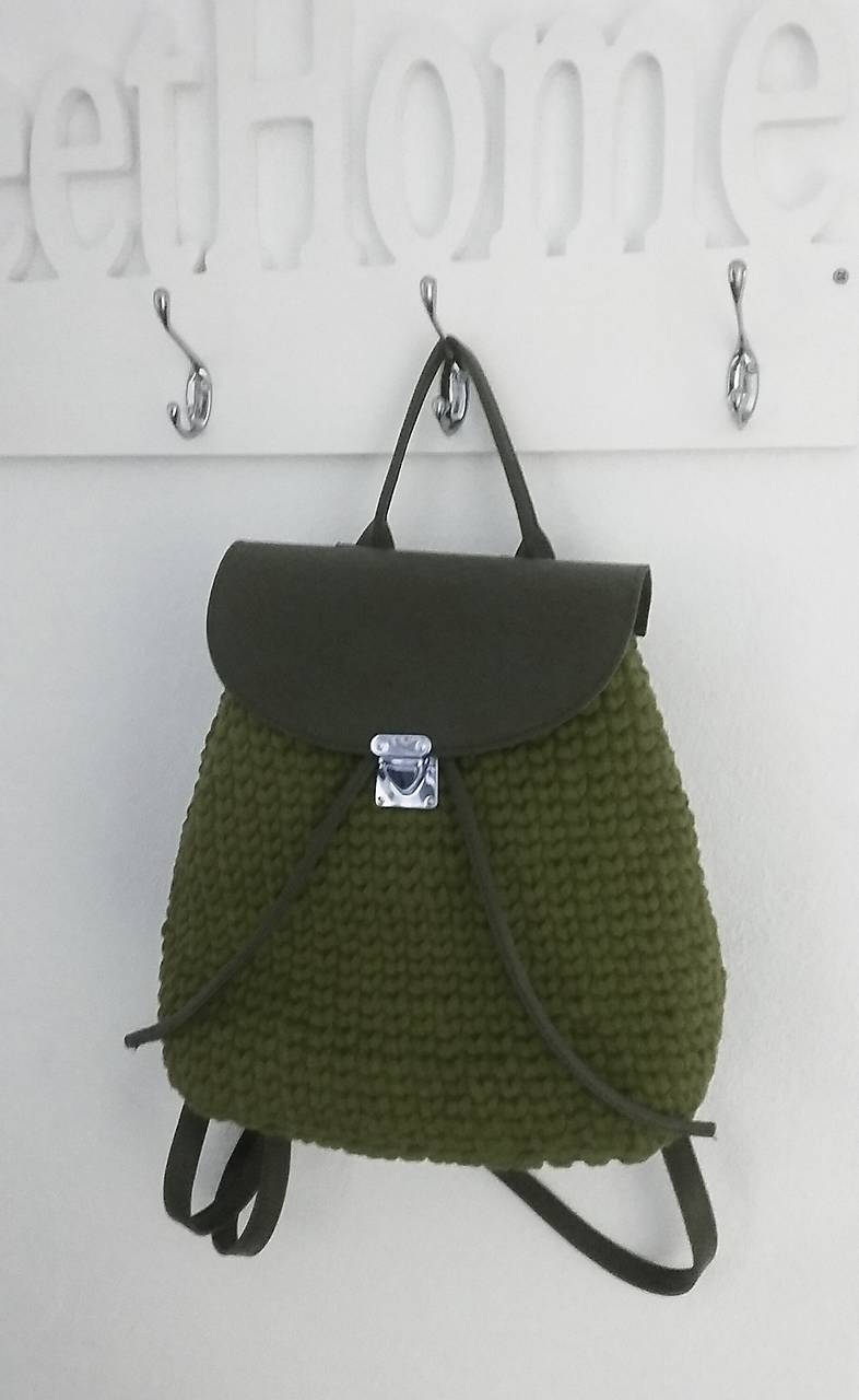 Háčkovaný ruksak Oliva / Tvorilka.Edrien - SAShE.sk - Handmade Batohy
