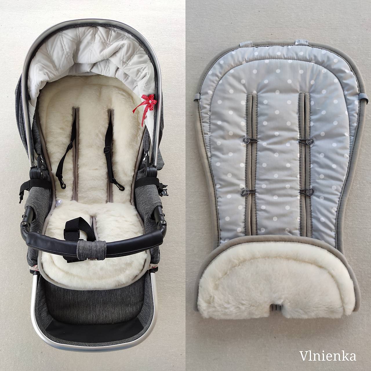 Vlnienka podložka do kočíka 3 v 1 MOON 100% MERINO TOP SUPER WASH Bodka ...