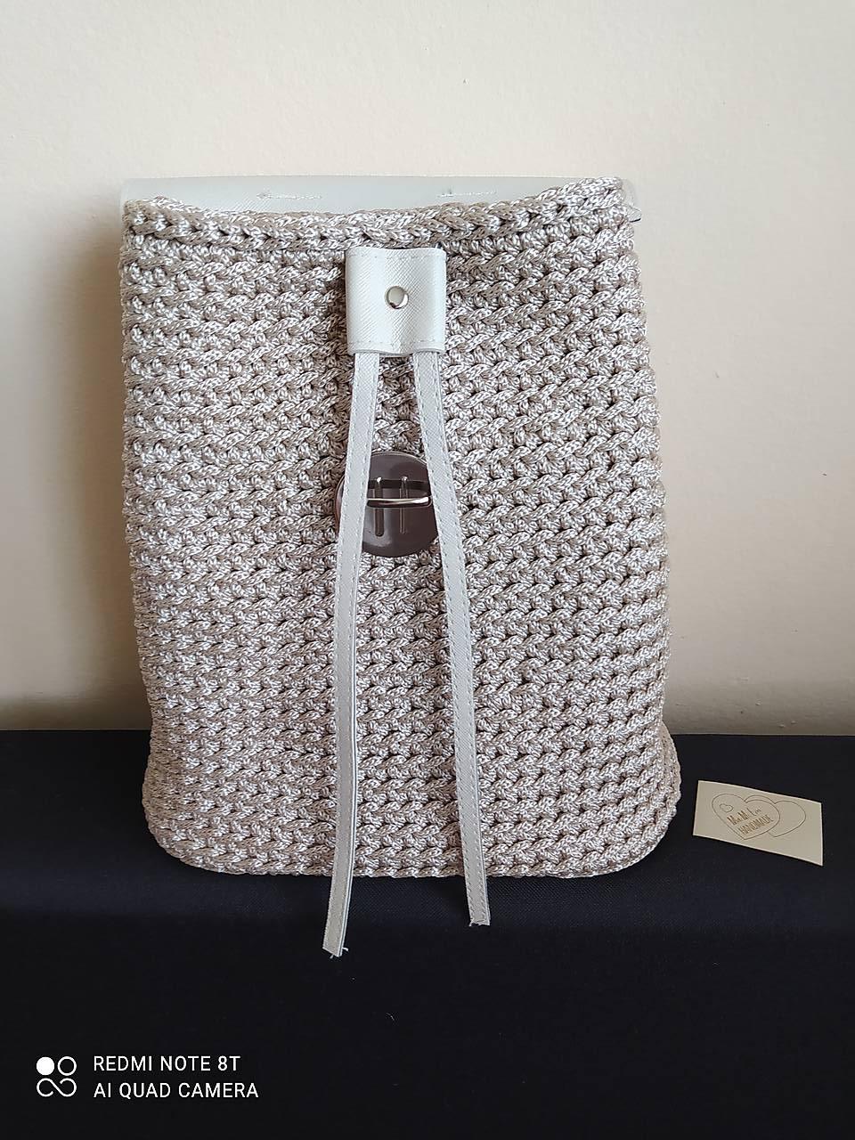 Háčkovaný ruksak Golden Cream (S podšívkou) / MamiEm_handmade - SAShE.sk