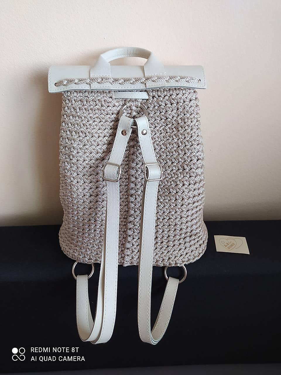 Háčkovaný ruksak Golden Cream (S podšívkou) / MamiEm_handmade - SAShE.sk