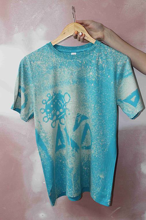 Tričko _T-shirt_batik_M_uni_tyrkys / heder - SAShE.sk