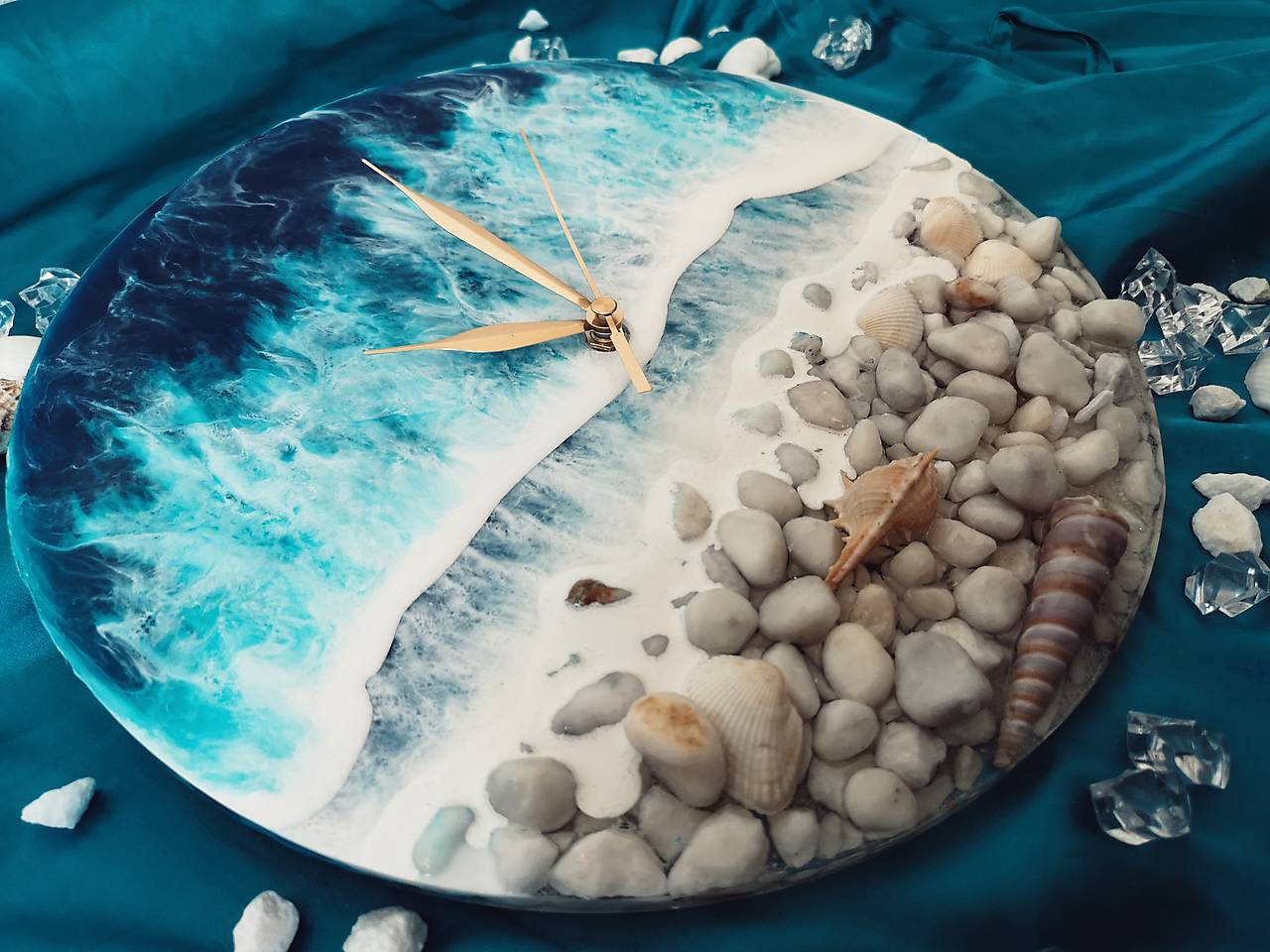 3D hodiny zo živice v imitácií mora / mARTinaCreations - SAShE.sk