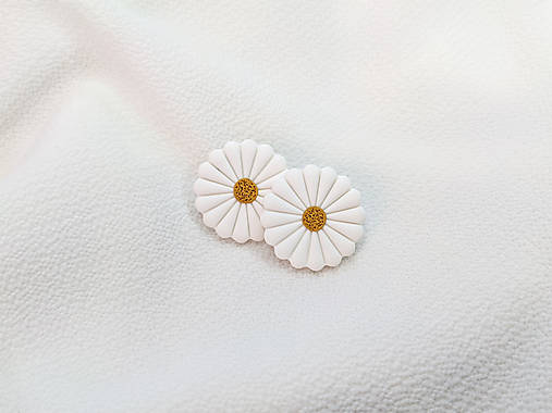 FLOWERS - margarétky - visiace alebo napichovacie kvetinové náušnice ...