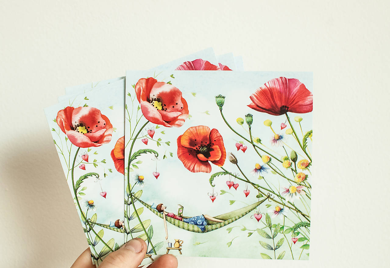 Pohľadnica Relax v makoch / Lucy-Art - SAShE.sk