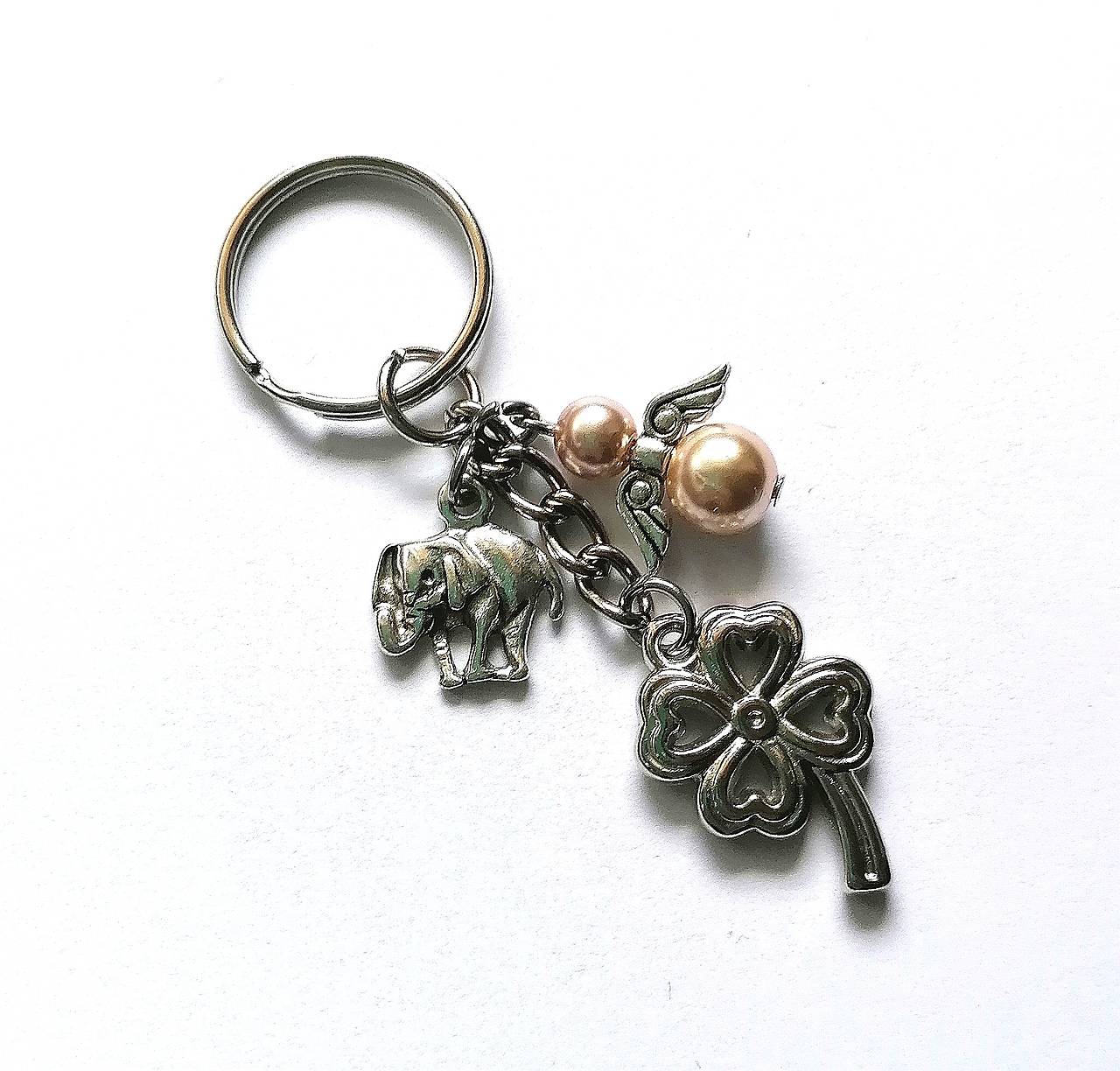 Kľúčenka štvorlístok s anjelikom (zlatohnedá) / Damina - SAShE.sk