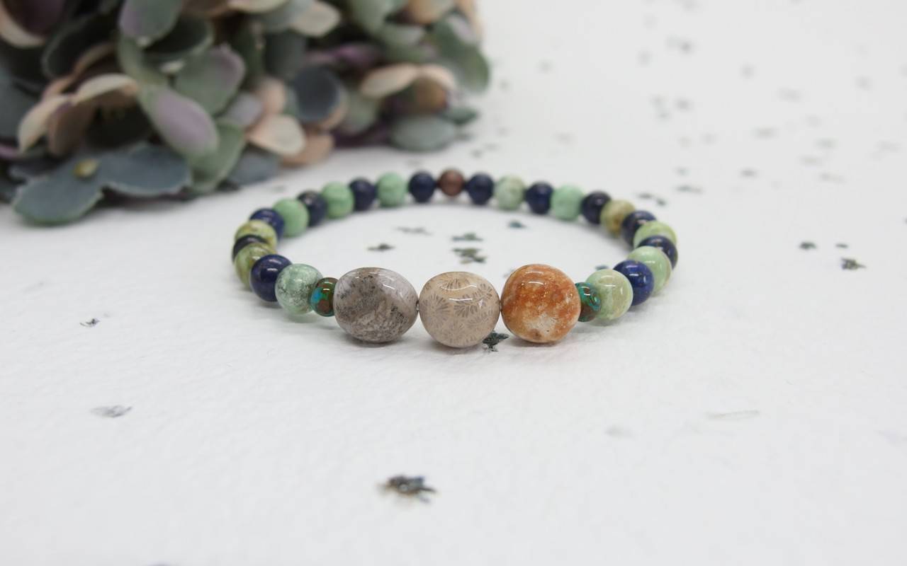 Náramok variscit+lapis+fosílny koral / AliBi_handmade - SAShE.sk