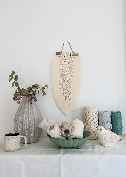 Makramé pletený list (Prírodná biela) / dominnhandmade - SAShE.sk