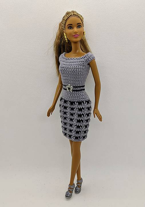 Háčkované šaty pre Barbie (Šedá) / natalimilusa - SAShE.sk