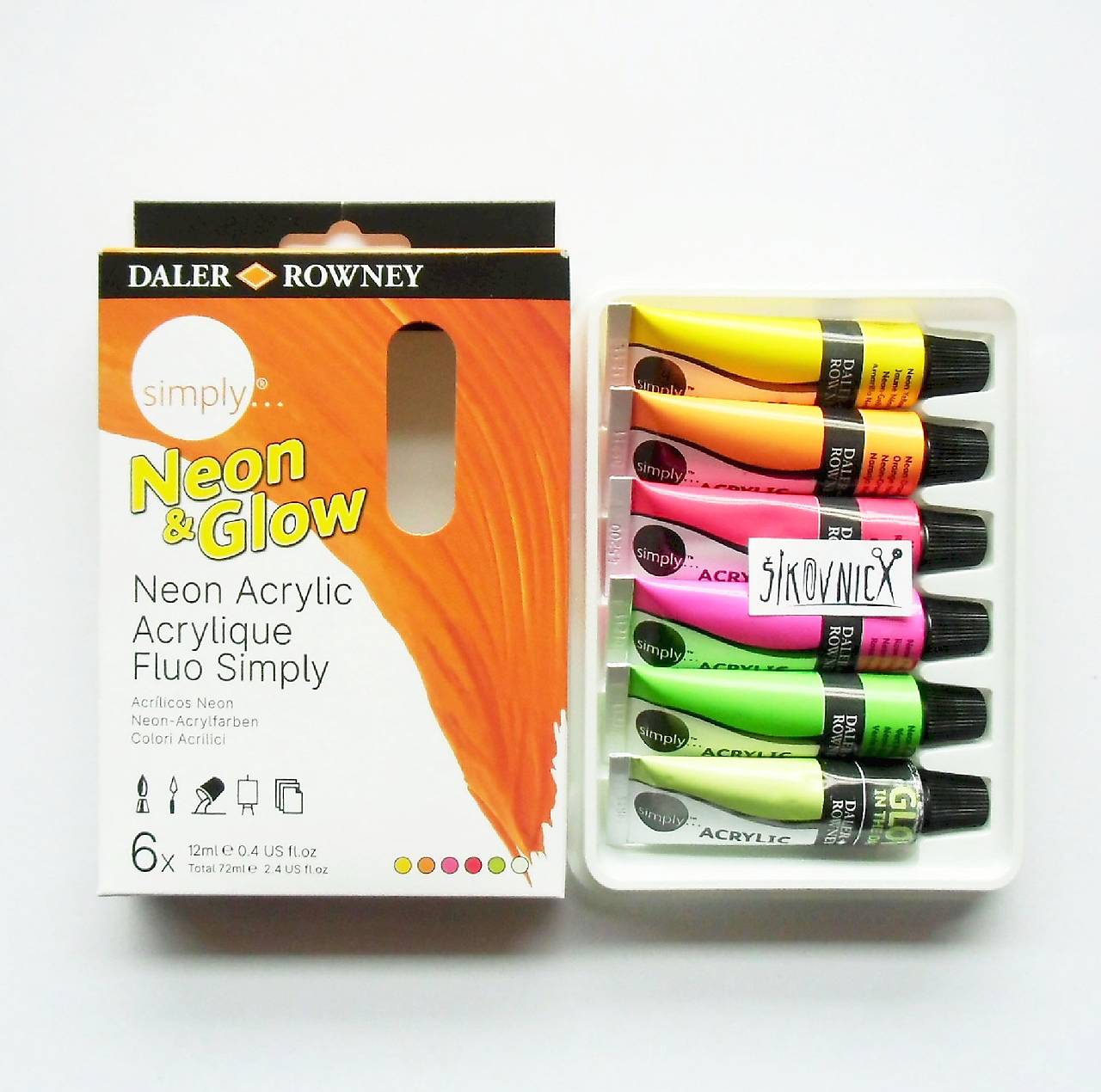 Sada akrylových farieb, neónových, Neon&Glow, 6 ks / sikovnica - SAShE.sk
