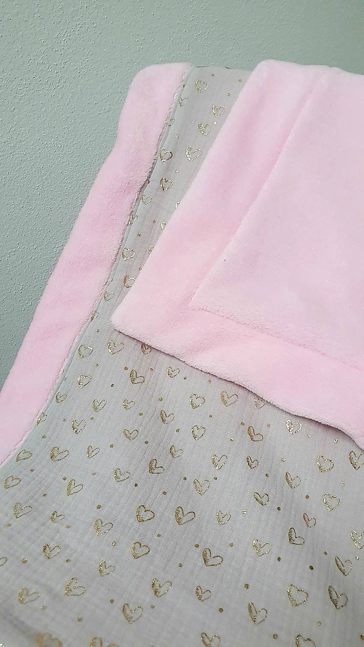 Dečka pre bábätko - svetloružová - mušelín + wellsoft fleece ...