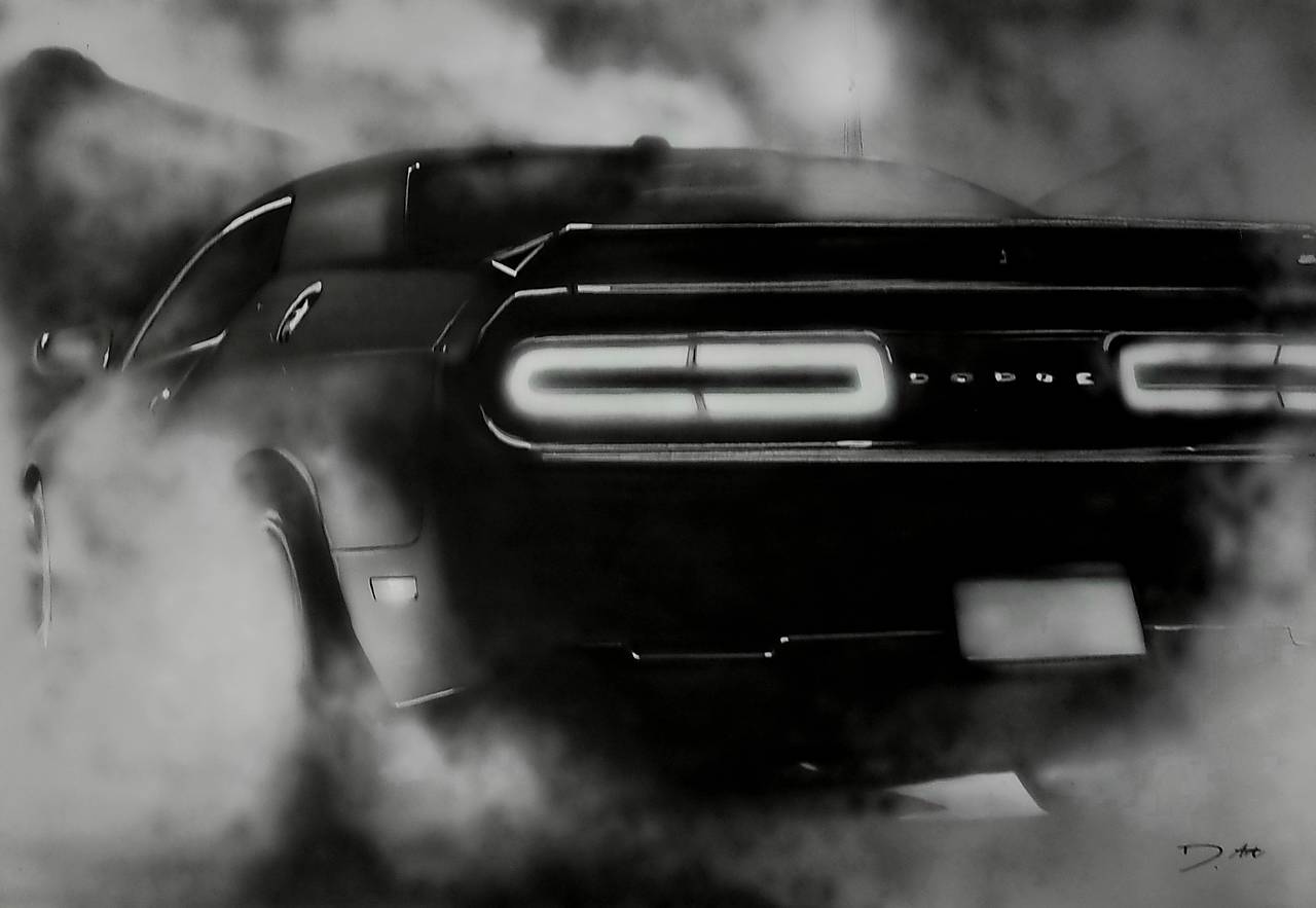 Nakreslený Dodge challenger - burnout / D.Art - SAShE.sk