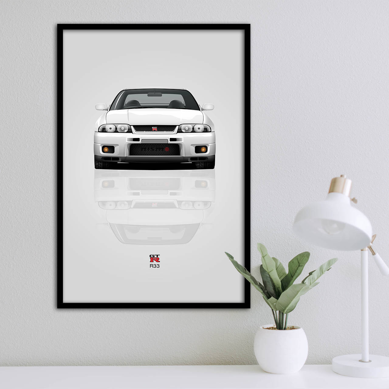 Poster / plagát auto Nissan Skyline GT-R R33 (30x40cm + rám (čierny ...