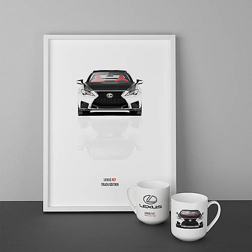 Poster / plagát auto Lexus RCF track edition (30x40cm + rám (biely ...