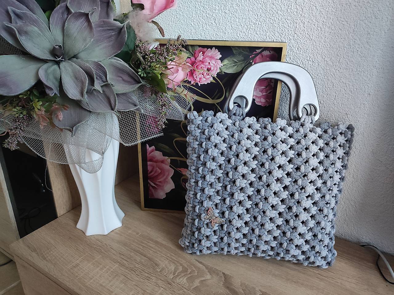 Makramé kabelka Linda / Semi_kabelky_tasky - SAShE.sk