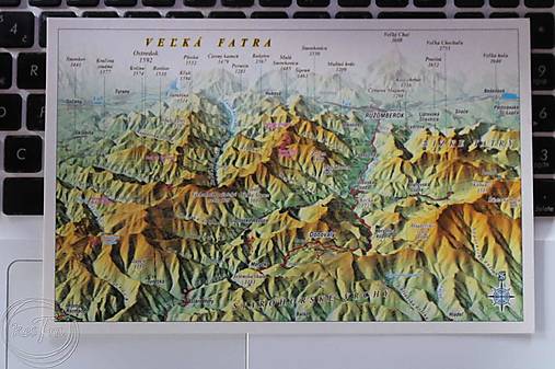 Pohľadnica mapa Malá a Veľká Fatra (Veľká Fatra - mapa) / heder - SAShE.sk