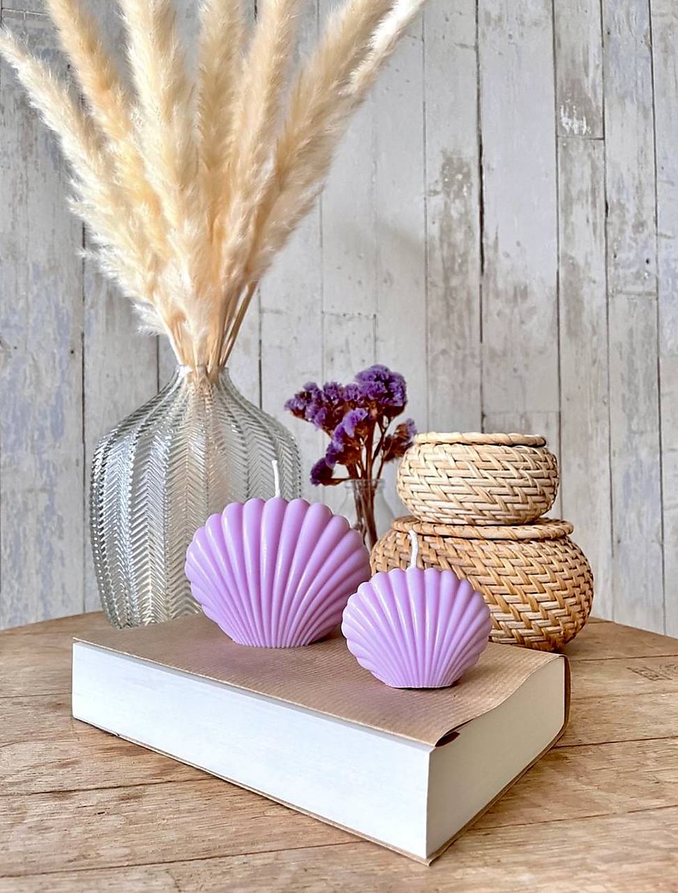 Sójová sviečka - Mušľa (s farbou - žltá, medová, oranžová, červená ...