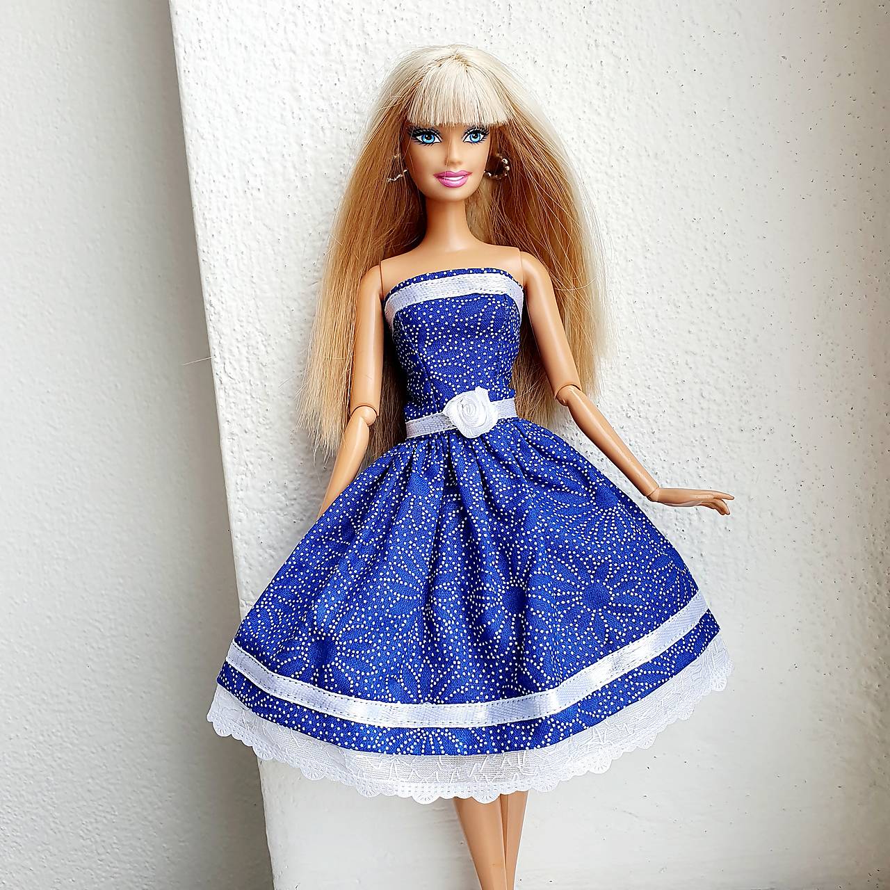 Modrotlač šaty pre Barbie / TrishaFate - SAShE.sk - Handmade Hračky
