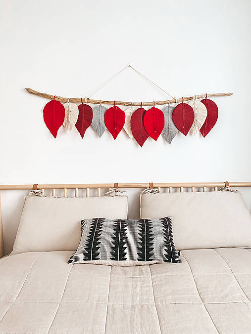 XXL BOHO lístky red / knot.lab - SAShE.sk