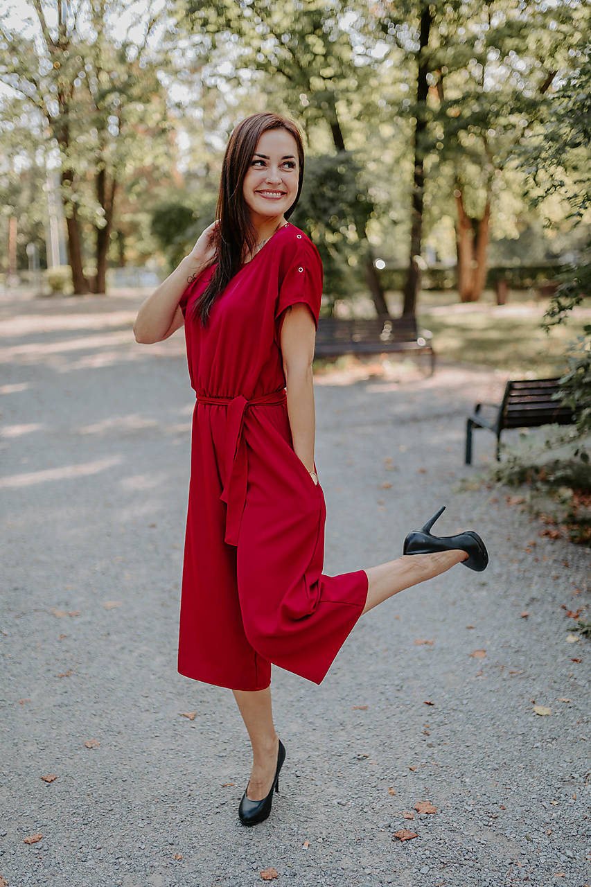 Elegantný overal na dojčenie – bordový / MEXY - SAShE.sk