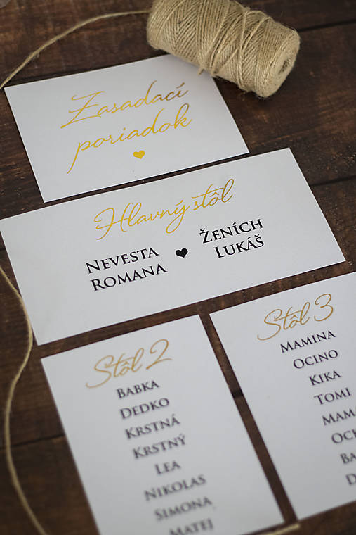 Zasadací poriadok so zlatou potlačou - I. / svadobnagrafika - SAShE.sk