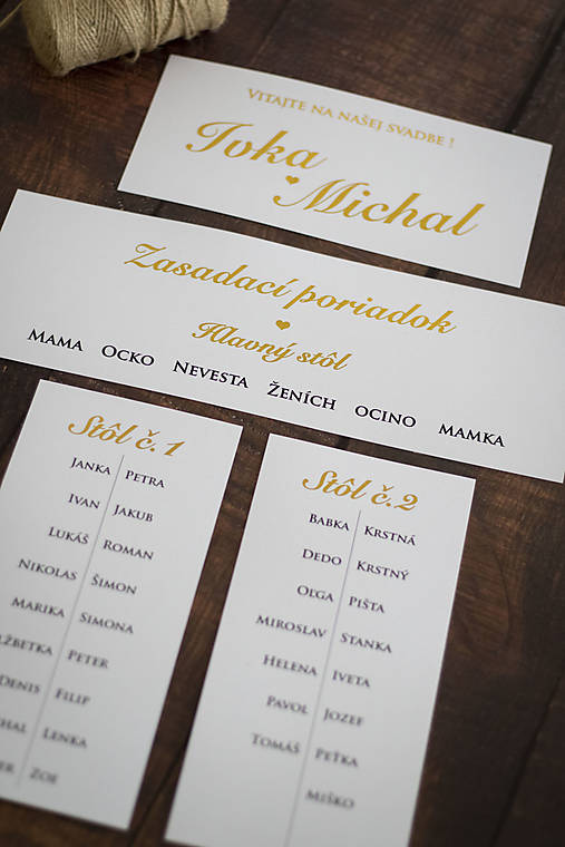 Zasadací poriadok so zlatou potlačou -IV. / svadobnagrafika - SAShE.sk