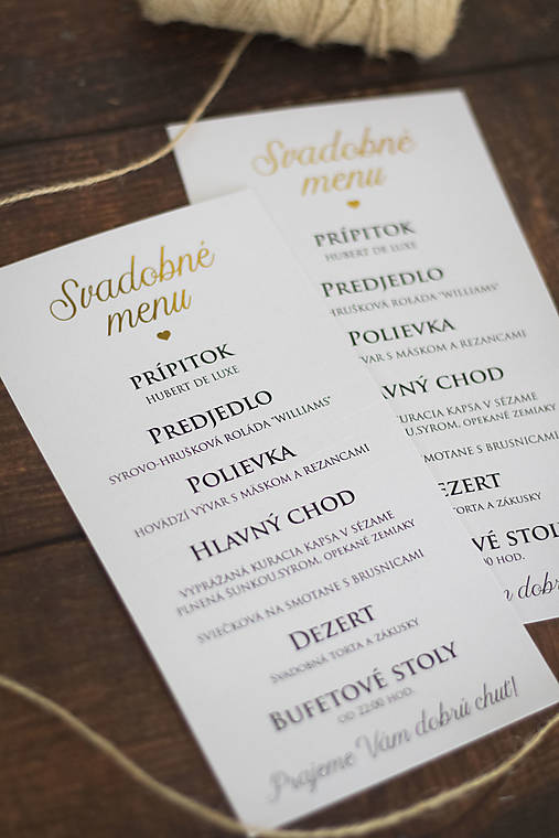 Svadobné menu - zlatá potlač nadpisu I. / svadobnagrafika - SAShE.sk