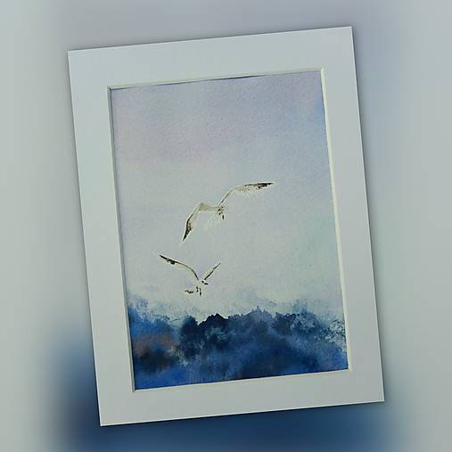Akvarelový obraz čajky / Jul.paints - SAShE.sk