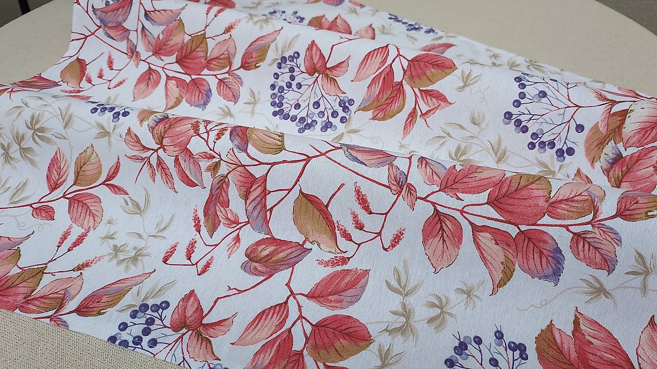 Obrus jesenné lístie na bielej / CreativeByMaya - SAShE.sk