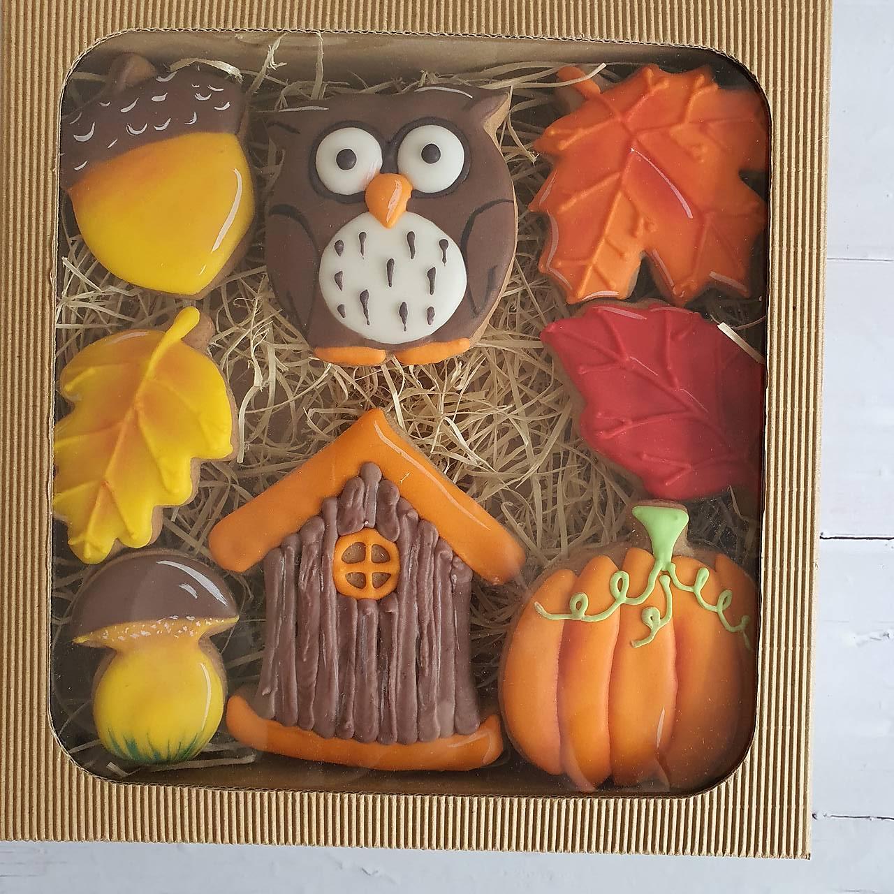 Jesenný perníkový set (Set v krabičke sova s domčekom) / Pernikaren ...