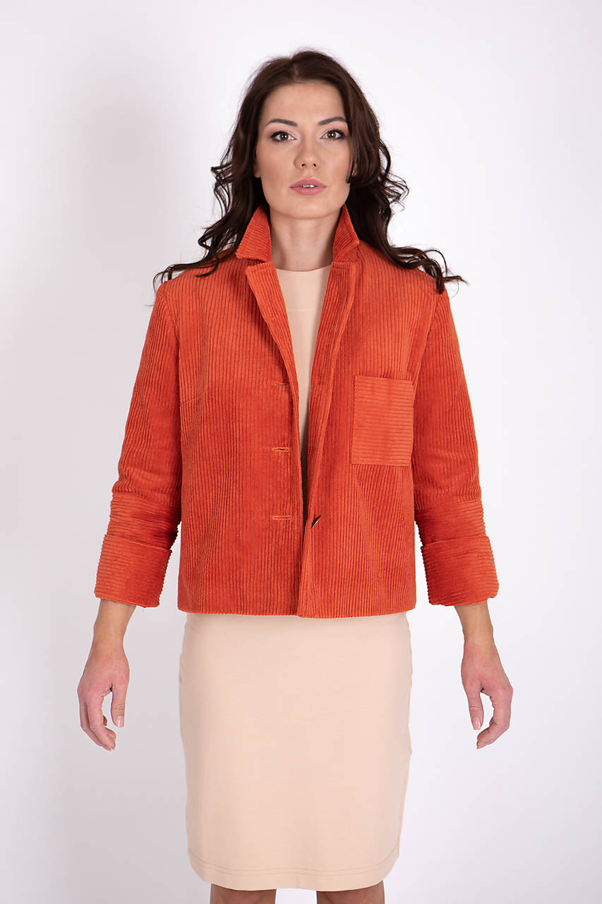 MIESTNE DÁMSKE KRÁTKE MENČESTROVÉ SAKO ALINA (ORANŽOVÉ) / LOCO - SAShE ...