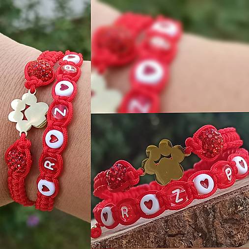 Náramok dvojradový na želanie s menom a labka z nehrdzavejúcej ocele ...