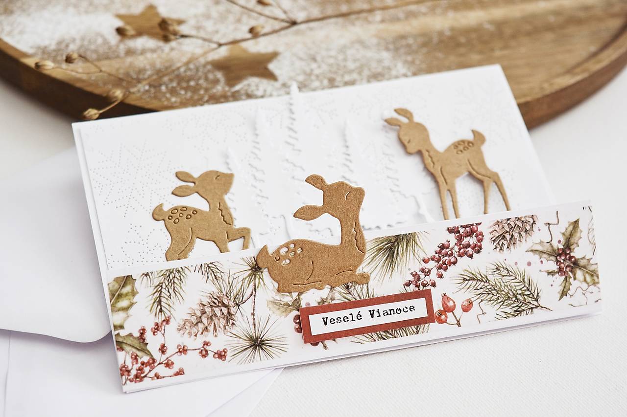 Vianočný pozdrav - srnky v lese / MMdesign - SAShE.sk - Handmade ...