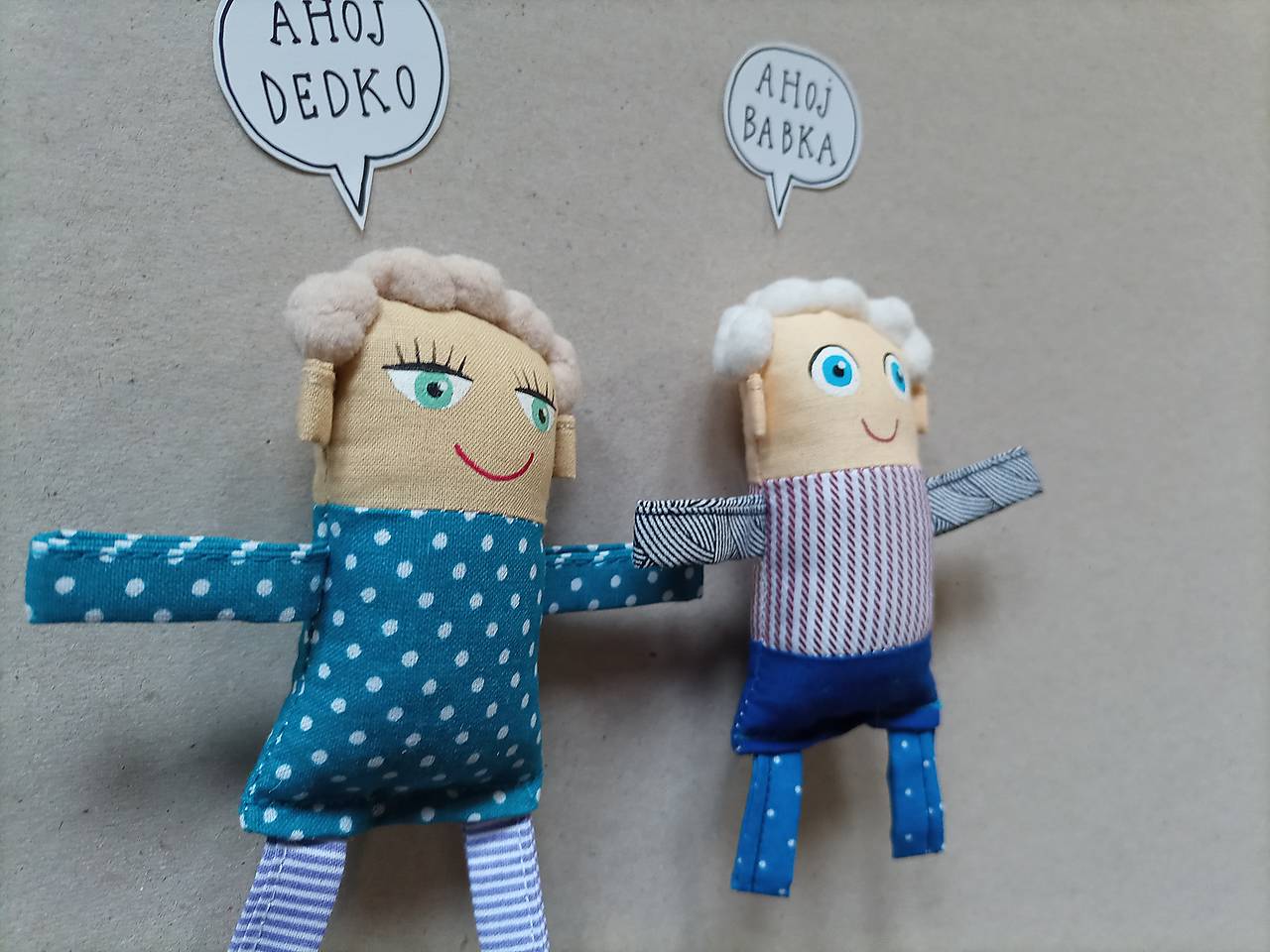 Babka a dedko - textilné magnetky / UBI-LUBI - SAShE.sk