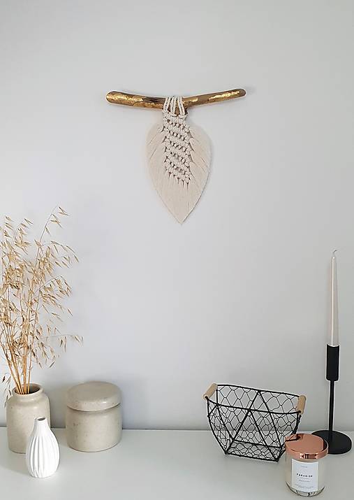 Makramé lístok Golden / InspireMe - SAShE.sk