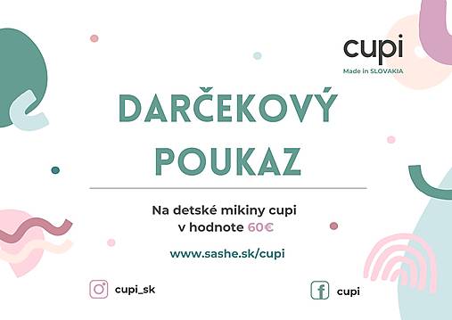 Darčekový poukaz 60€ / cupi - SAShE.sk