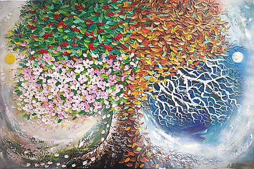 Rodinný strom-4 ročne obdobia /160x80 / KukurART - SAShE.sk