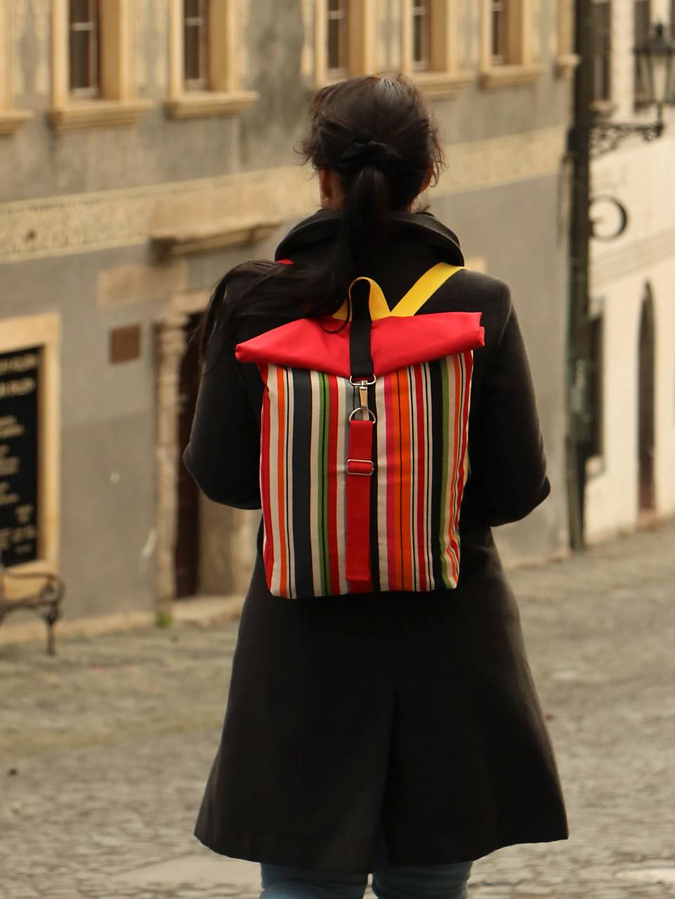 Roll top batoh L „ Rubrum “ pásiky / Barborka1984 - SAShE.sk