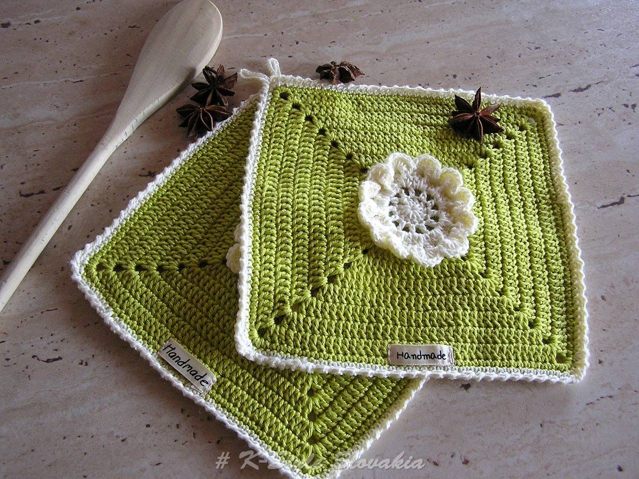 Zelené chňapky - kvietok / katval - SAShE.sk