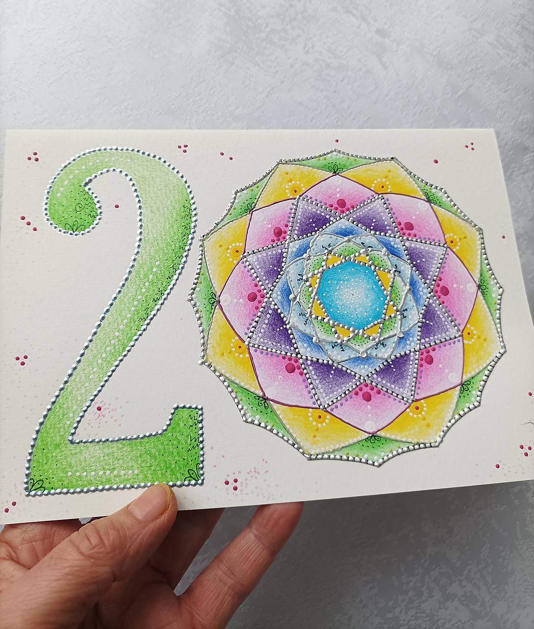 Pohľadnica k výročiu A5- Mandala "20" / byUlitka - SAShE.sk