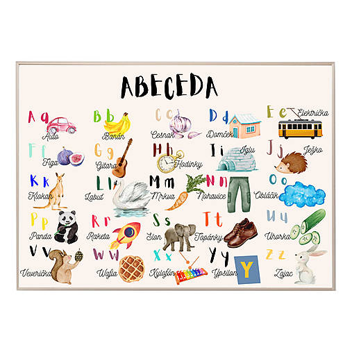 Plagát ABECEDA, obrázok do detskej izby, školy, škôlky / H2O_ART - SAShE.sk