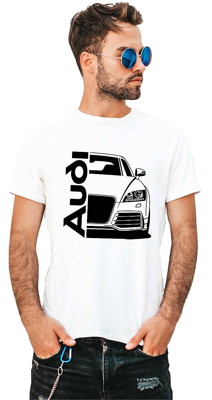 Audi silueta pánske (S - Biela) / jedinecne_tricka - SAShE.sk
