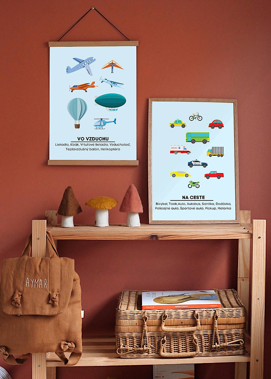 Set 2 Plagáty Autá a Lietadlá, obrázok do detskej izby, art print / H2O ...