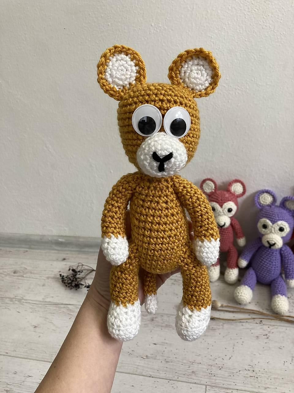 Háčkované opice / 4 farby/ (žltá výška cca 27 cm) / magda-mi - SAShE.sk